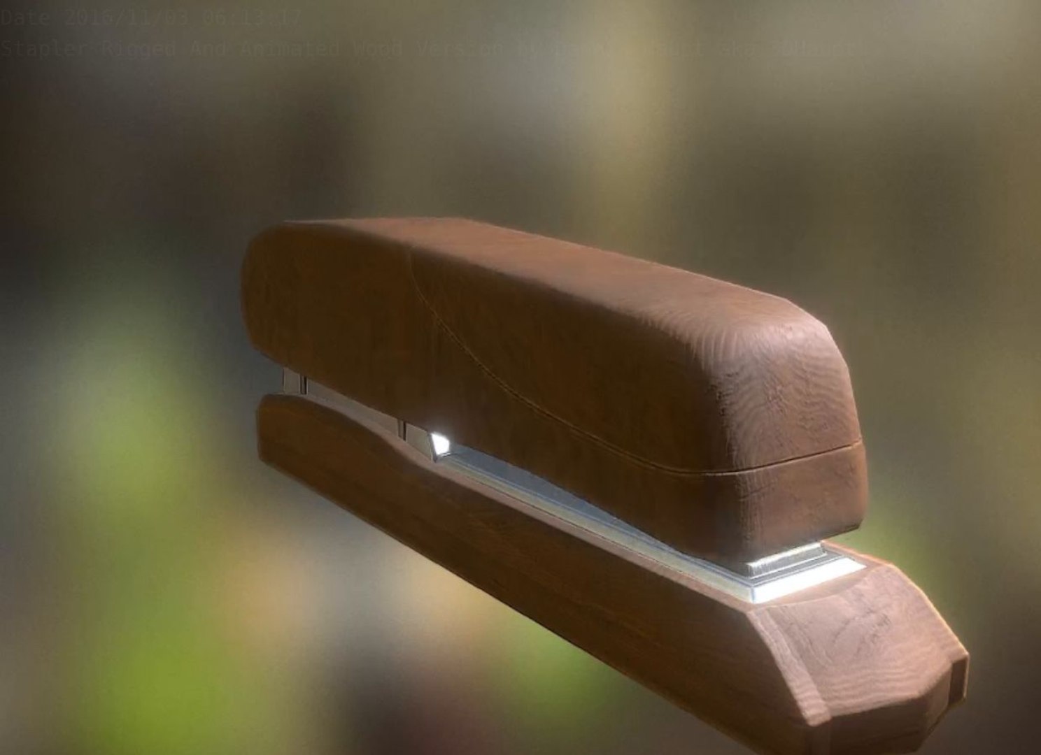 3d stapler rigged wood