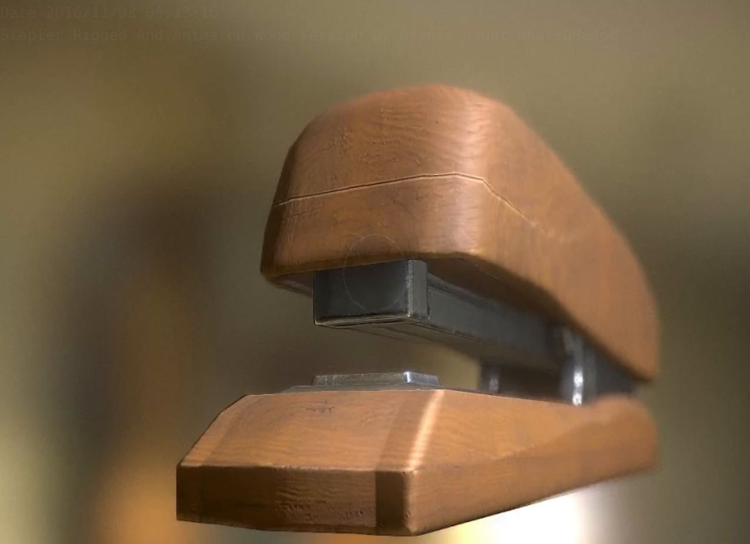3d stapler rigged wood