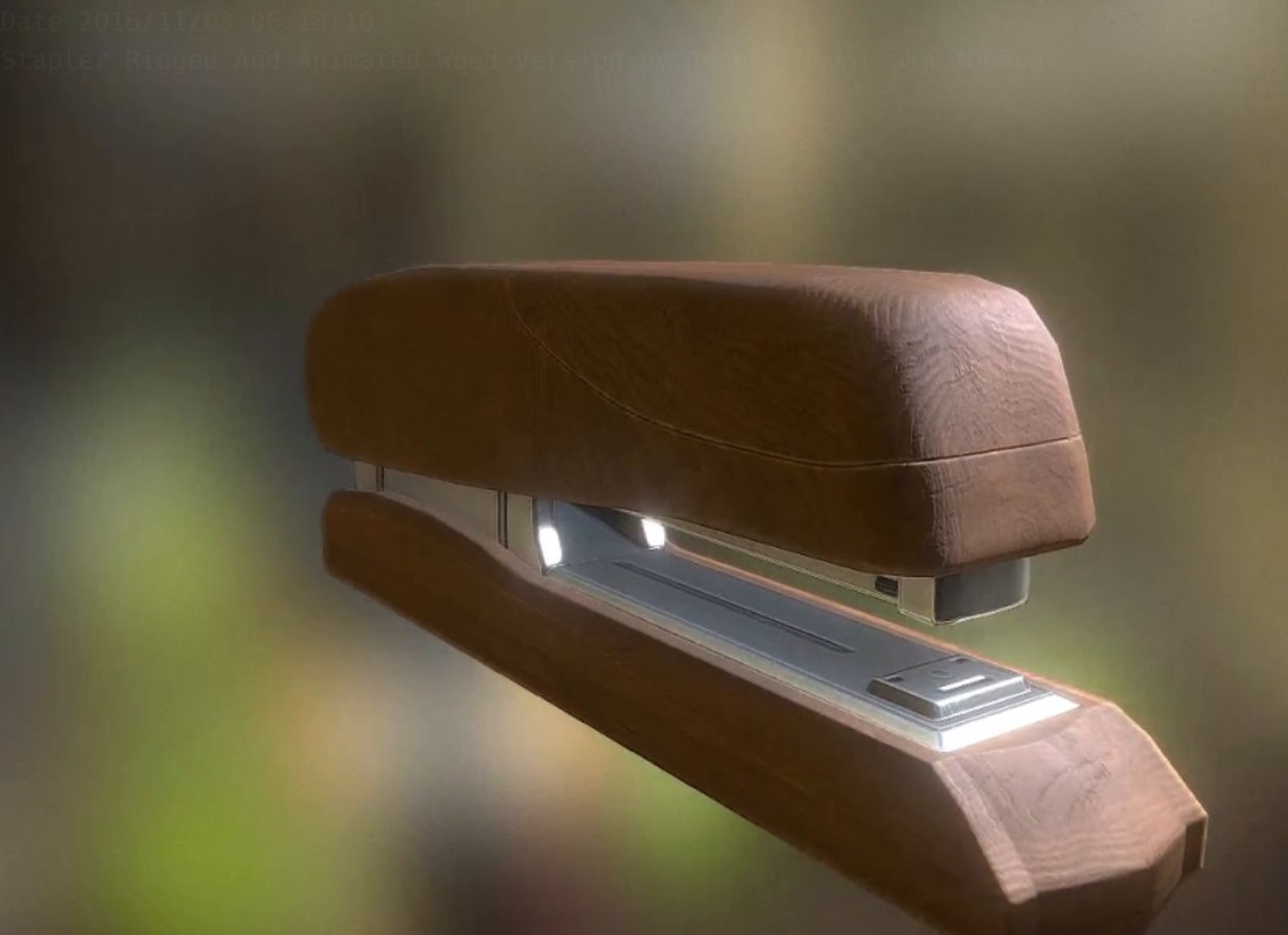 3d stapler rigged wood