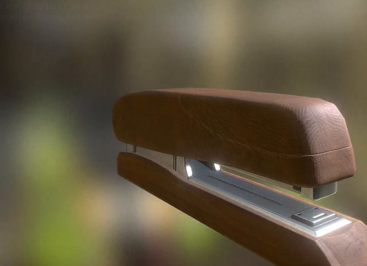 3d stapler rigged wood