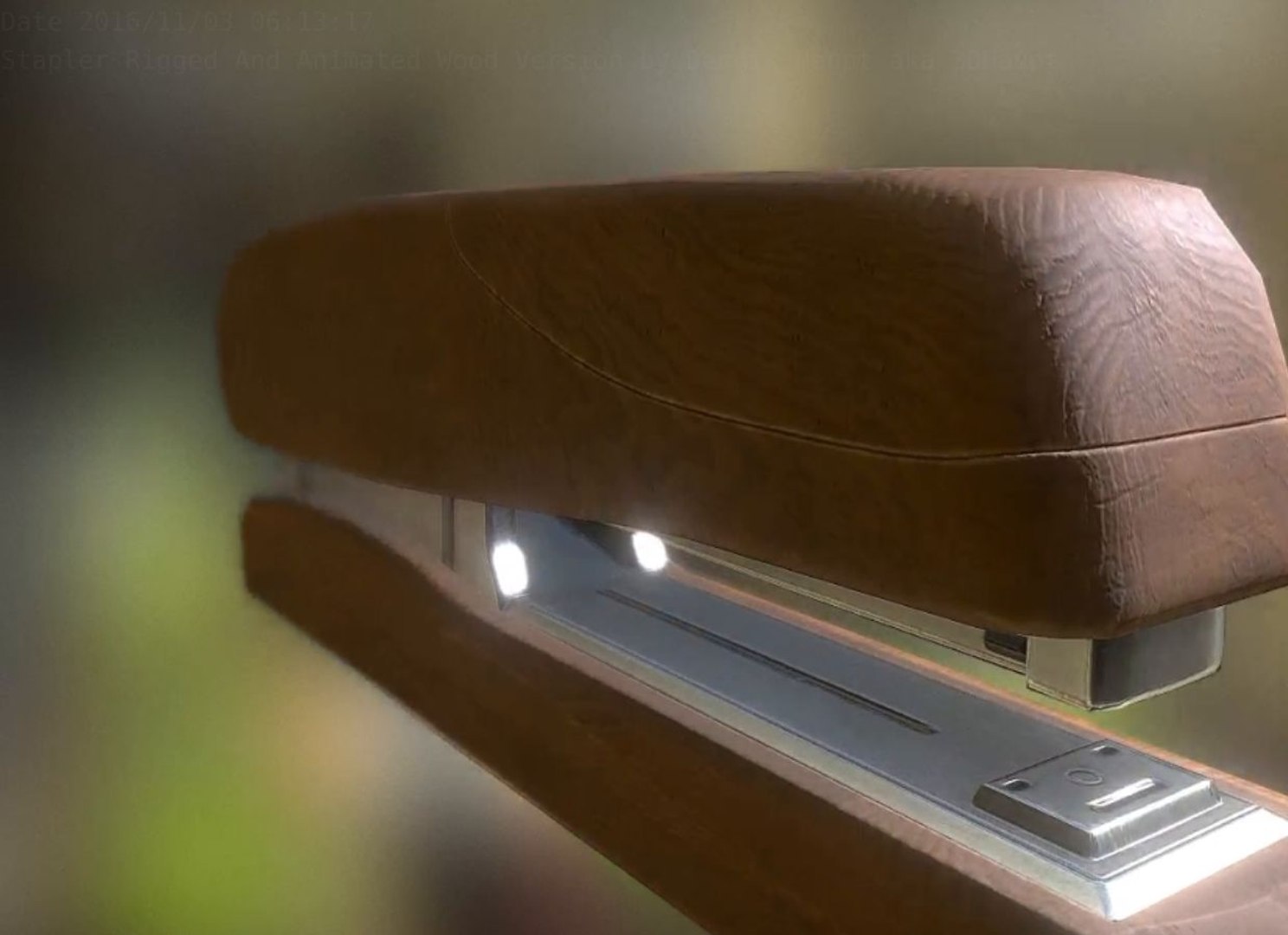 3d stapler rigged wood