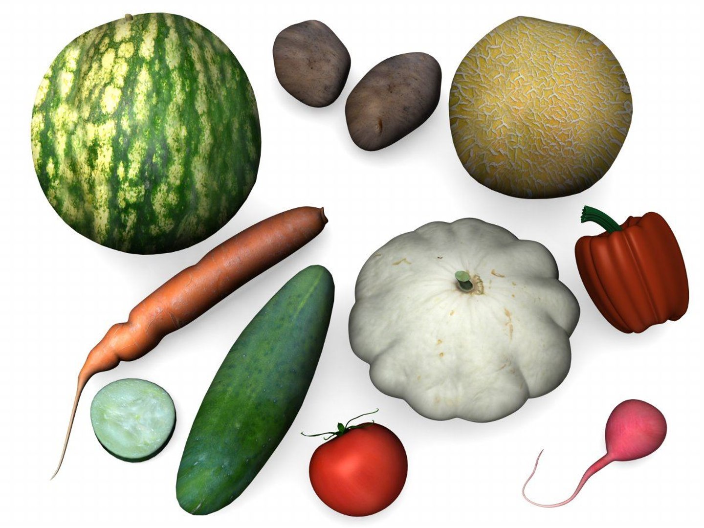 3d Vegetable Cucumber Carrot Model