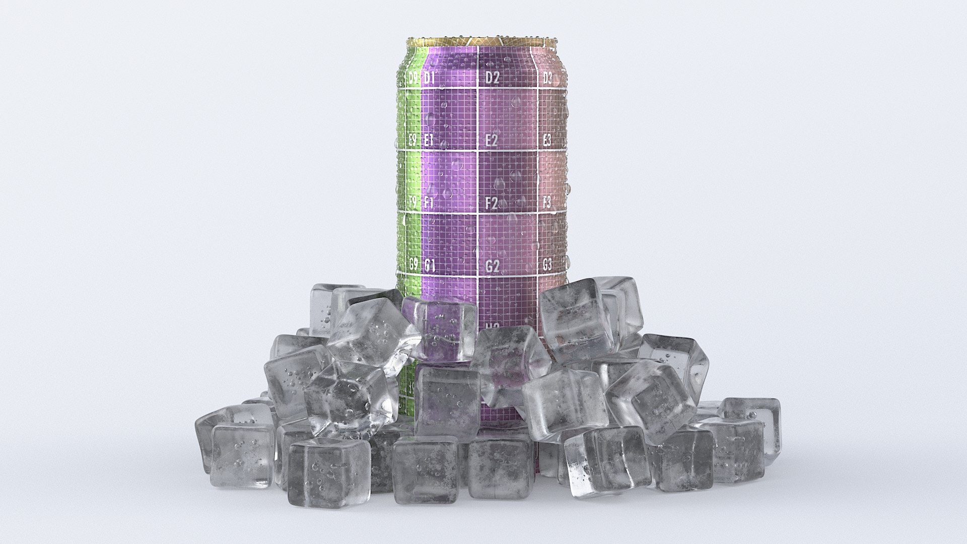 Sleek Beverage Can 330ml In Ice With Water Droplets 3D Model ...