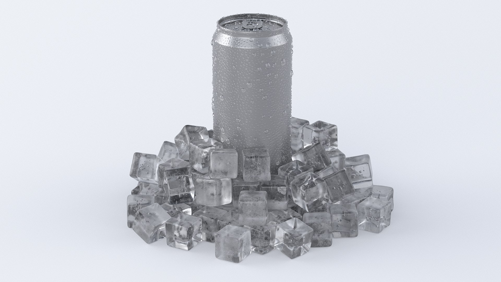 Sleek Beverage Can 330ml In Ice With Water Droplets 3D Model ...