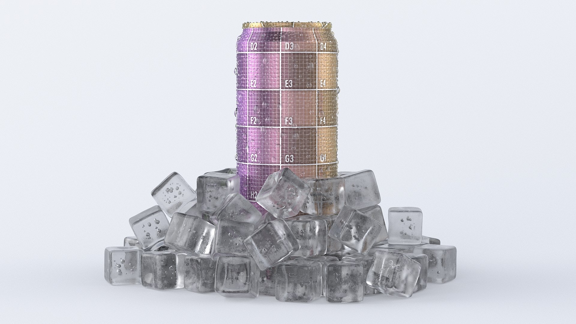 Sleek Beverage Can 330ml In Ice With Water Droplets 3D Model ...