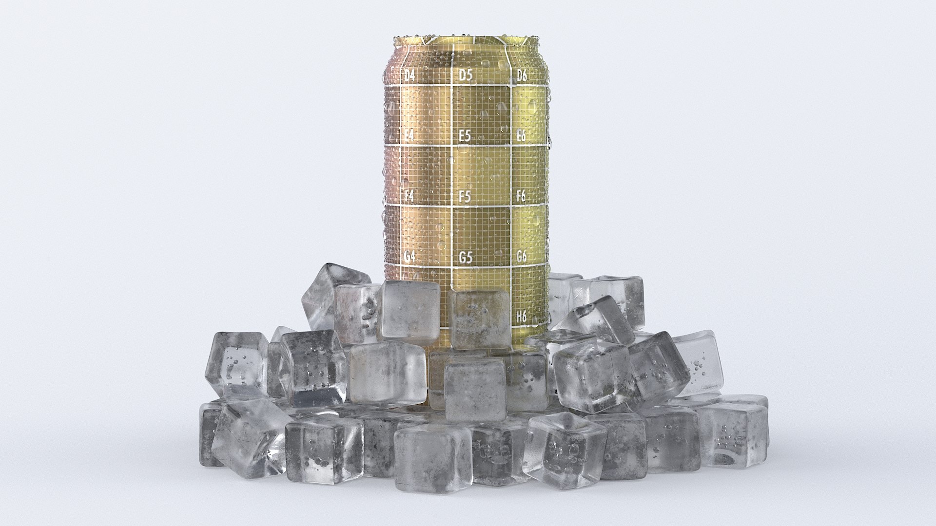 Sleek Beverage Can 330ml In Ice With Water Droplets 3D Model ...