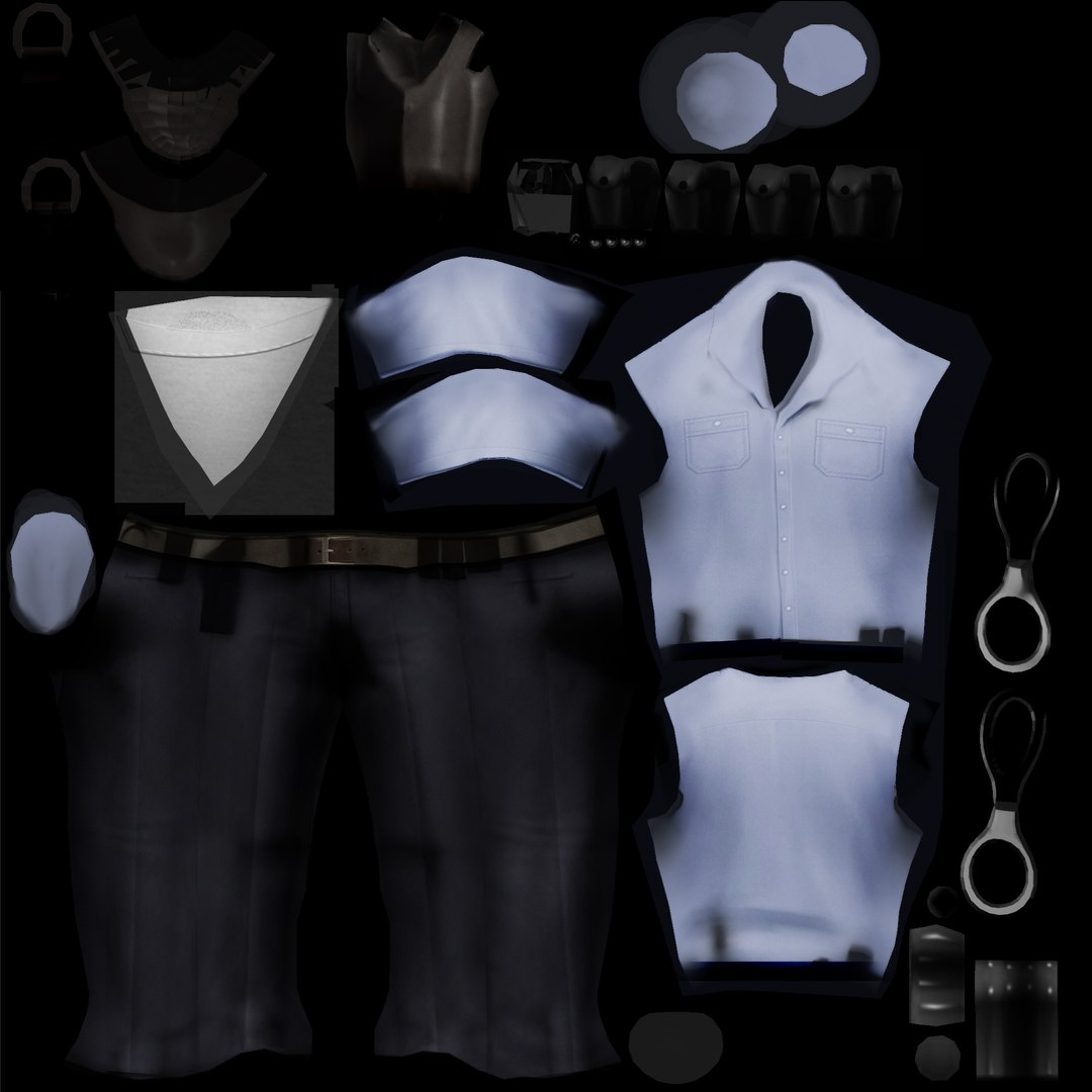3D Model Mens Police Uniform Set - TurboSquid 1916602