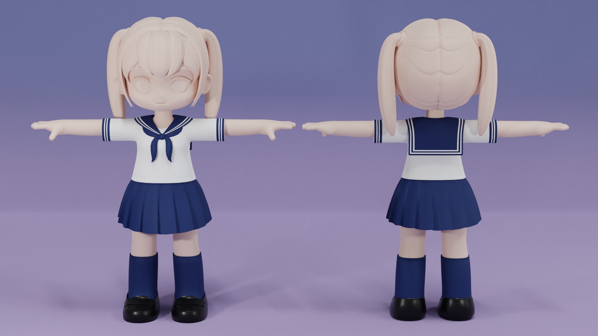 Minimal Chibi School Uniform 02 3D Model - TurboSquid 1981701