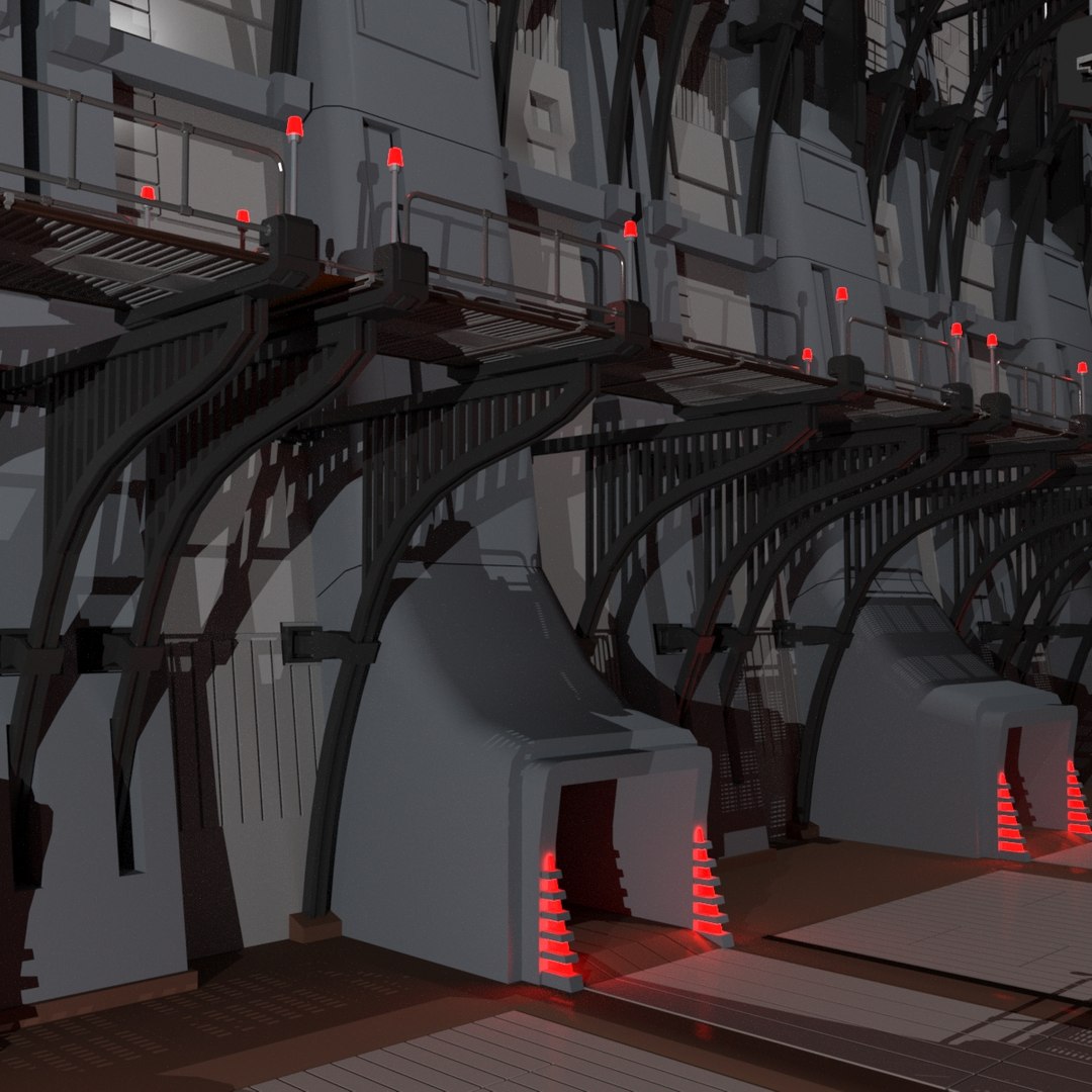 3d model of sci-fi wall