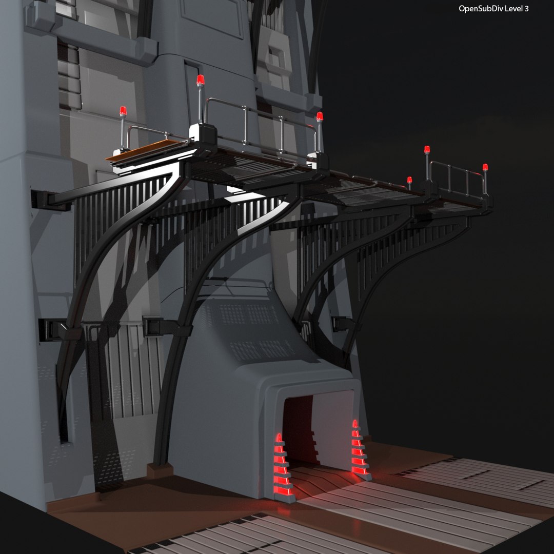 3d model of sci-fi wall