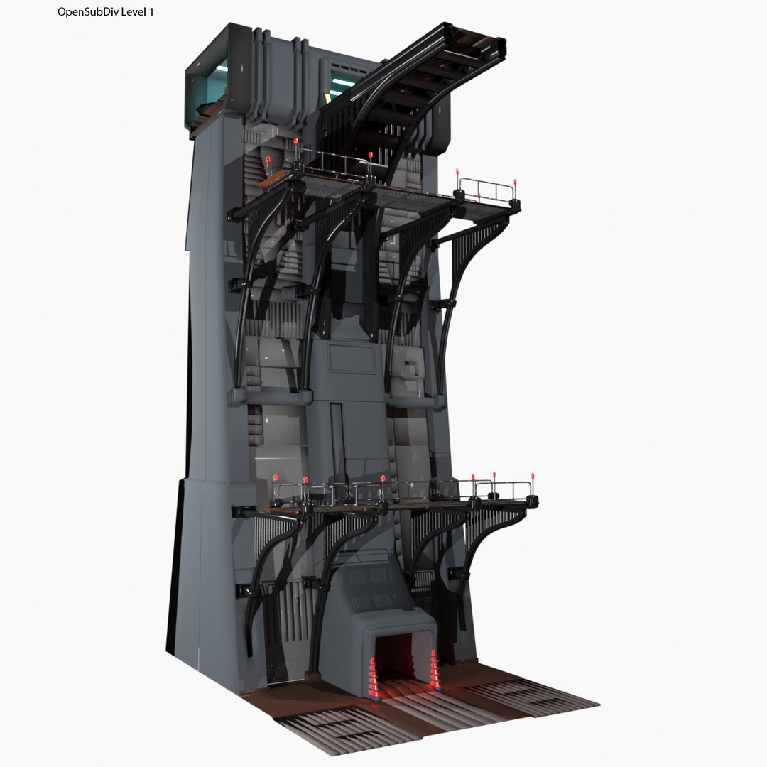 3d model of sci-fi wall