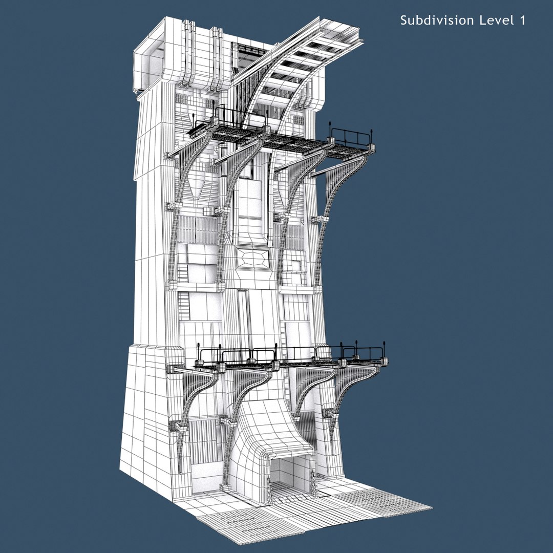 3d model of sci-fi wall