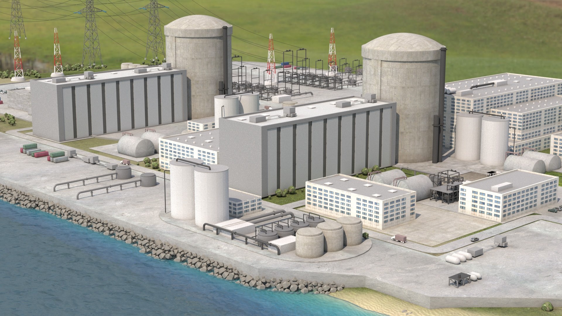 EPR Nuclear Power Plant 3D Model - TurboSquid 2252826