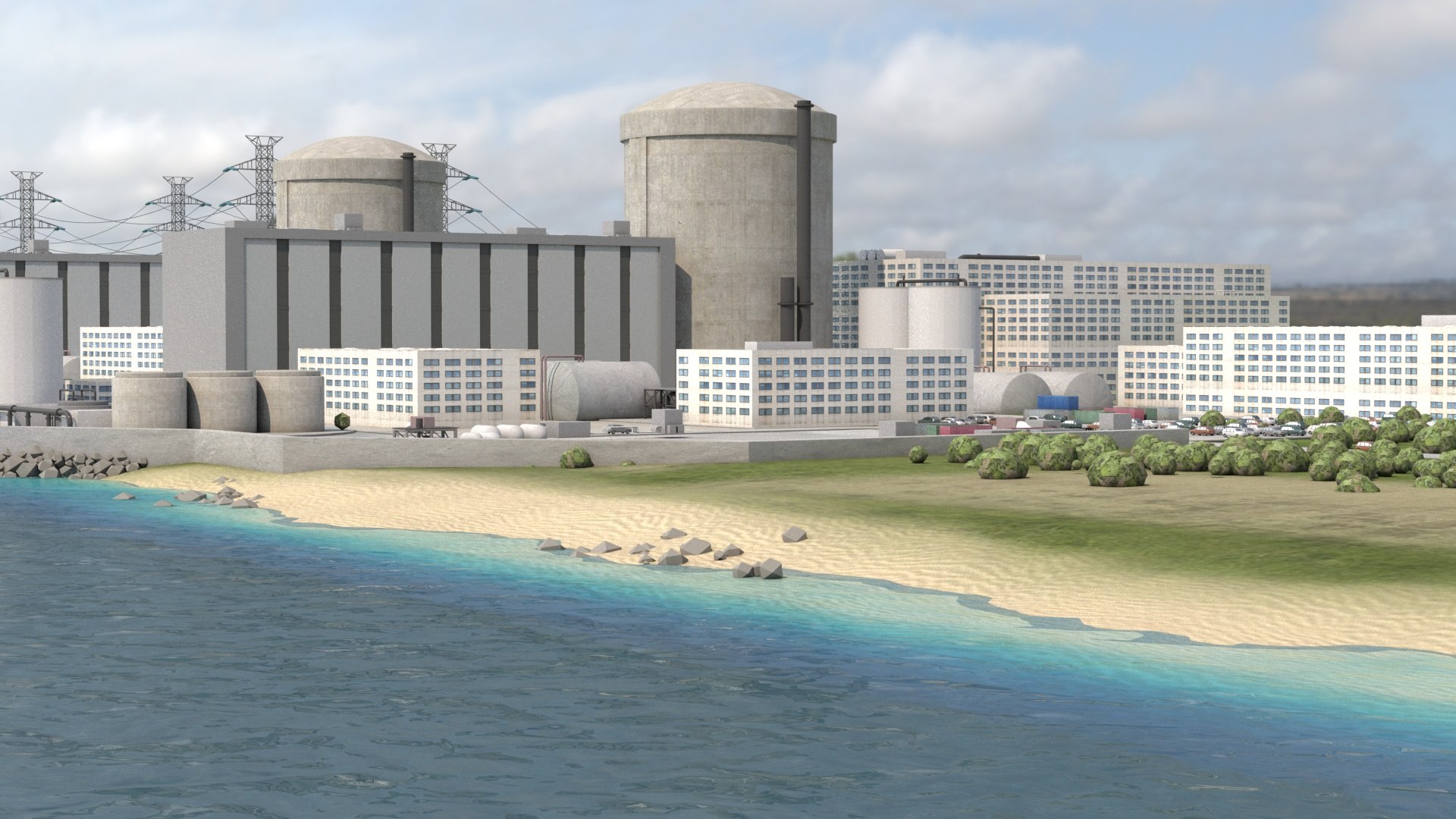 EPR Nuclear Power Plant 3D Model - TurboSquid 2252826