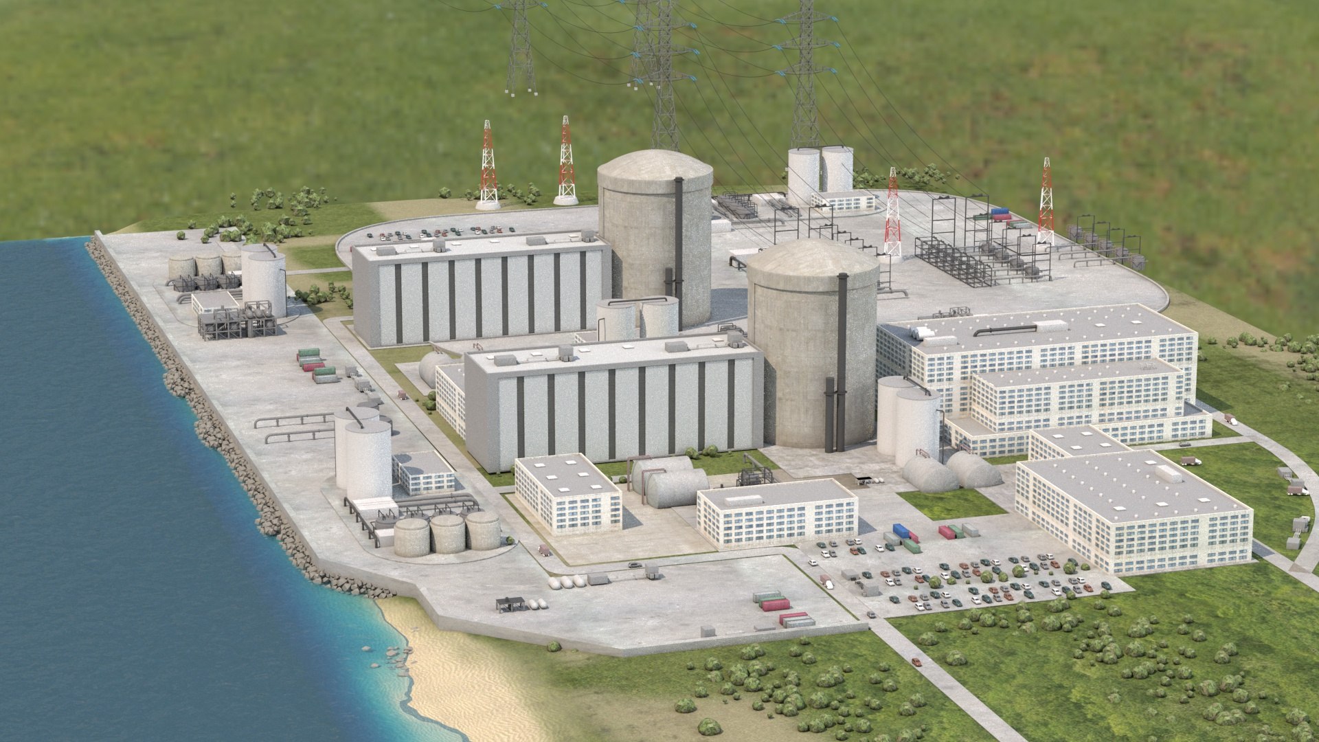 EPR Nuclear Power Plant 3D Model - TurboSquid 2252826