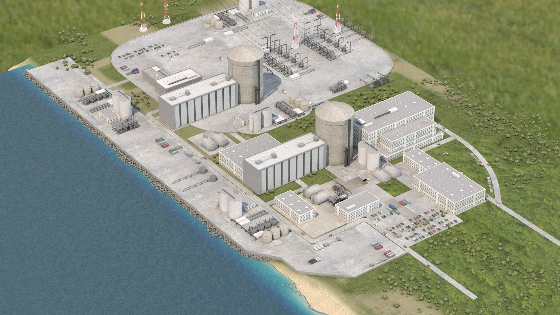 EPR Nuclear Power Plant 3D Model - TurboSquid 2252826