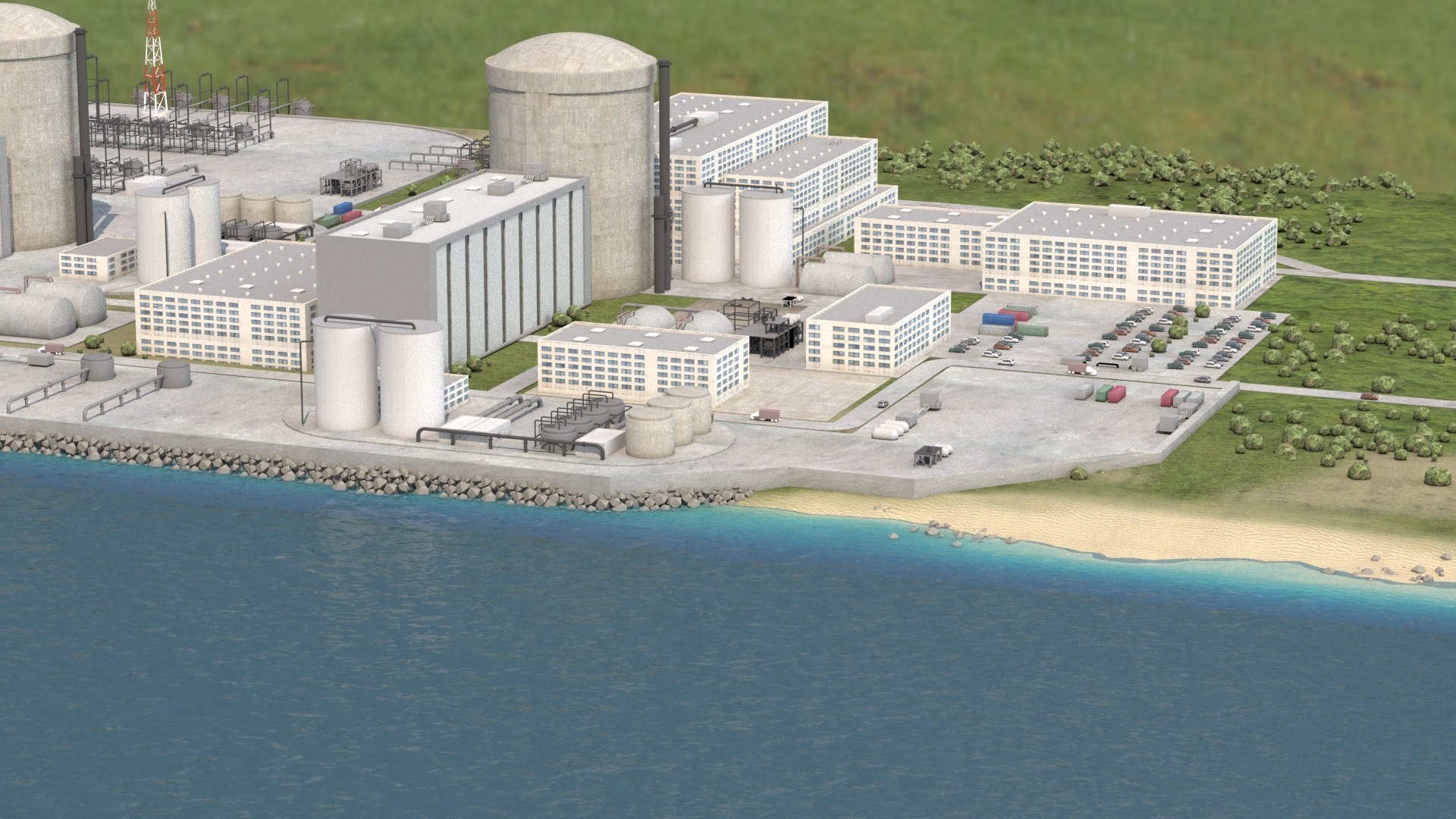 EPR Nuclear Power Plant 3D Model - TurboSquid 2252826