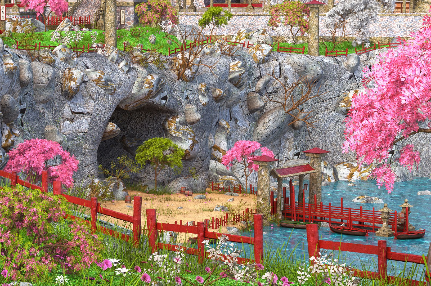 3D Town Fantasy Asia Model - TurboSquid 1386817