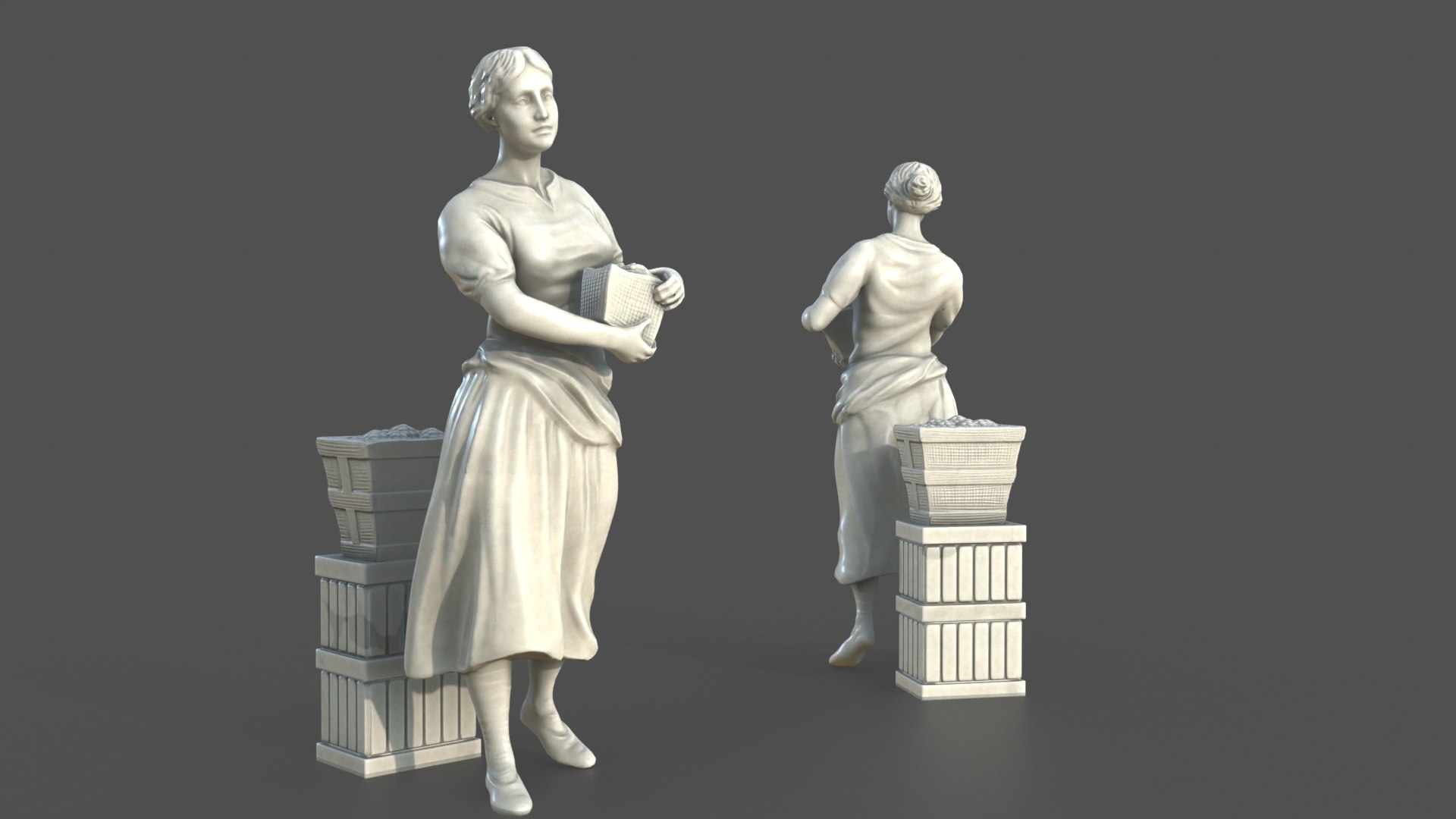 3D Female Peasant Statue - TurboSquid 2412698