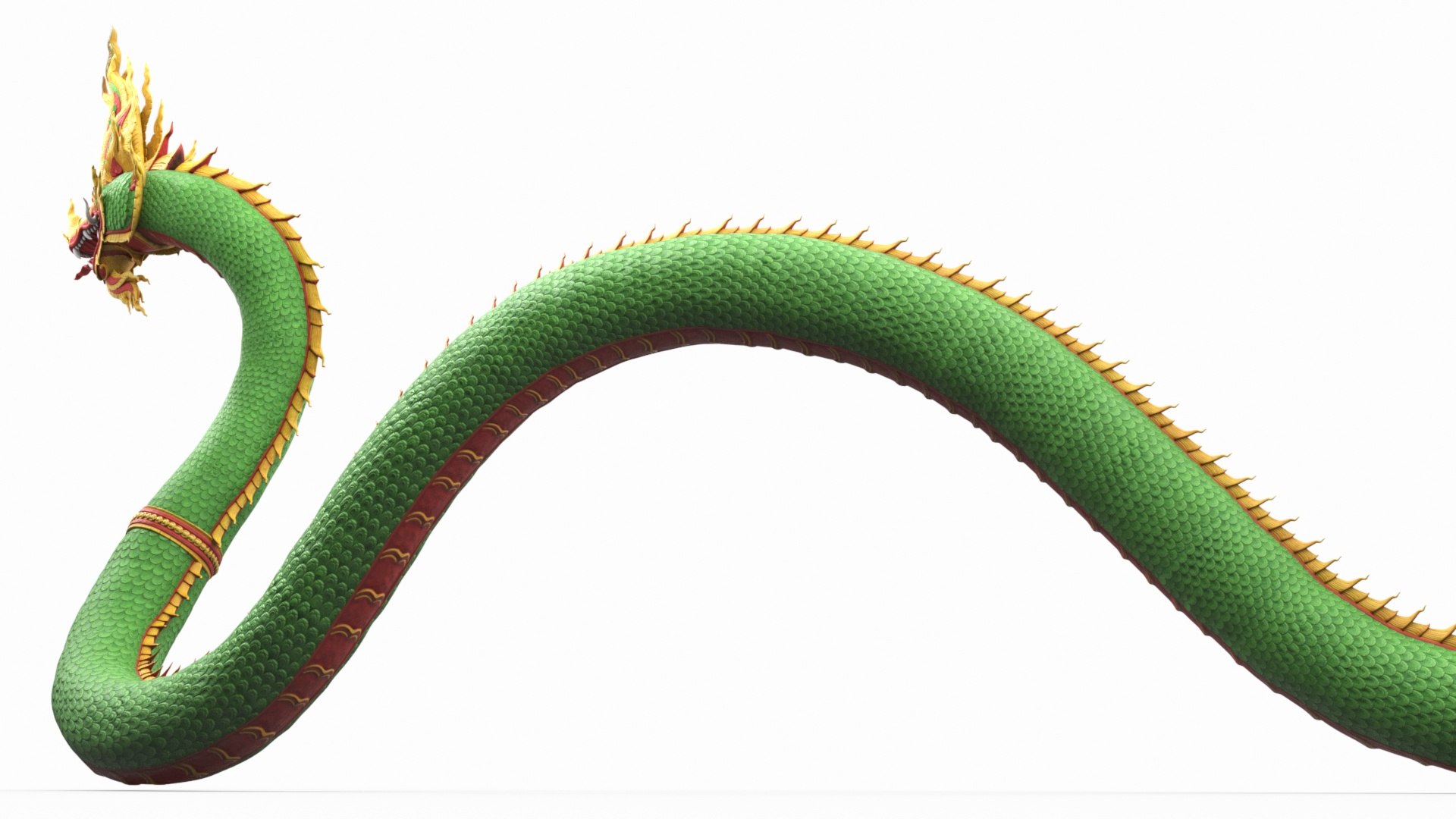 3D Asian Naga Dragon Green Rigged For Cinema 4D - TurboSquid 2335585