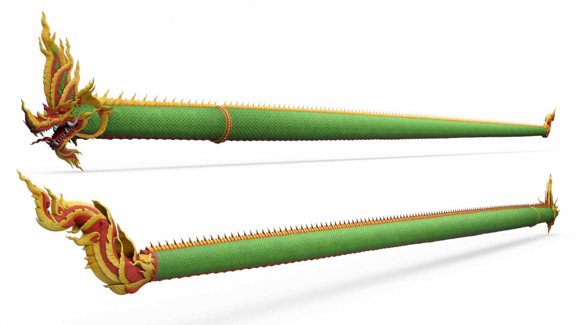 3D Asian Naga Dragon Green Rigged For Cinema 4D - TurboSquid 2335585