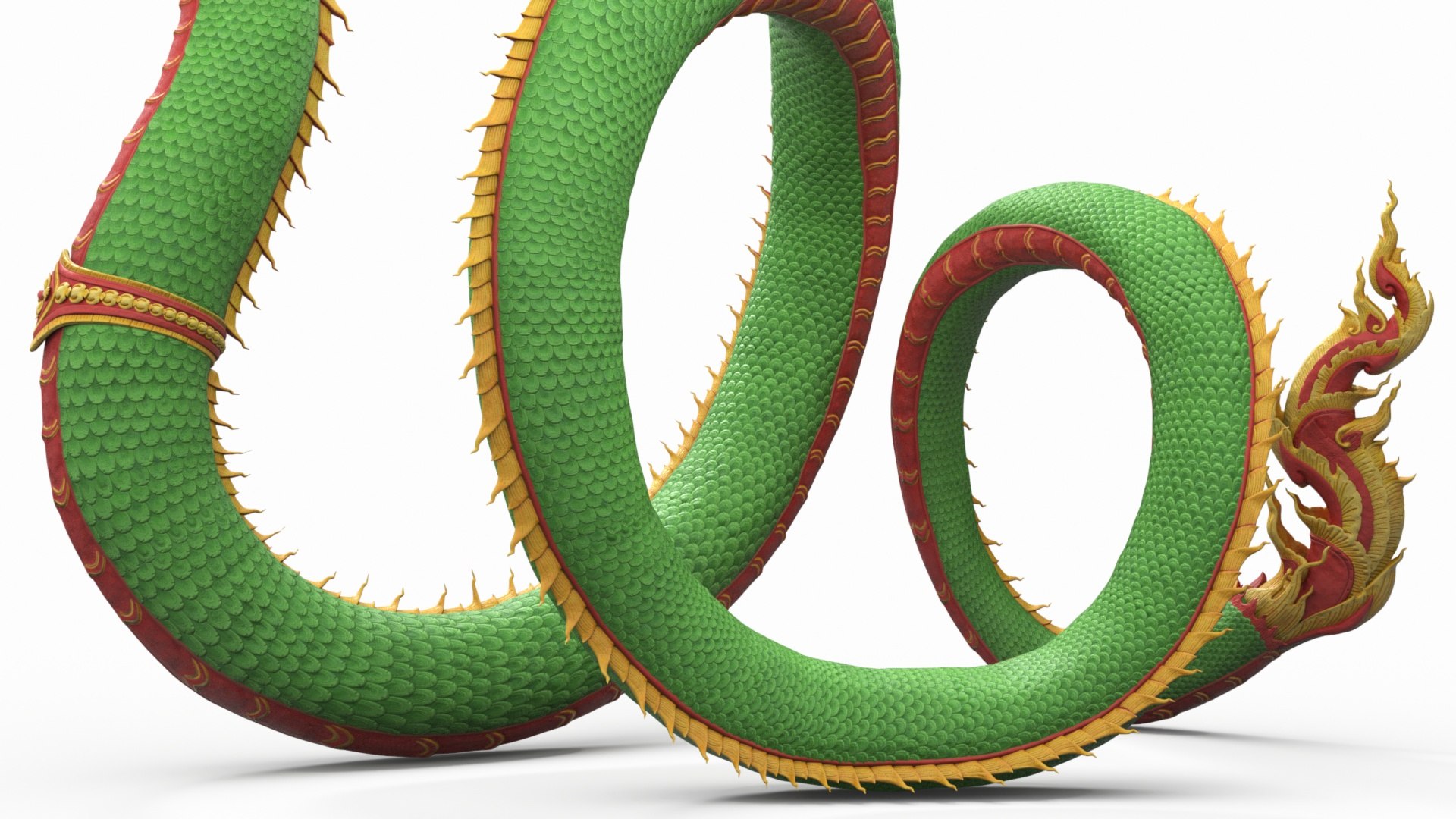 3D Asian Naga Dragon Green Rigged For Cinema 4D - TurboSquid 2335585