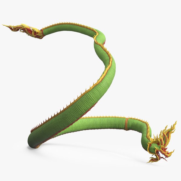 modelo 3d Dragón naga asiático de color verde preparado para Cinema 4D ...