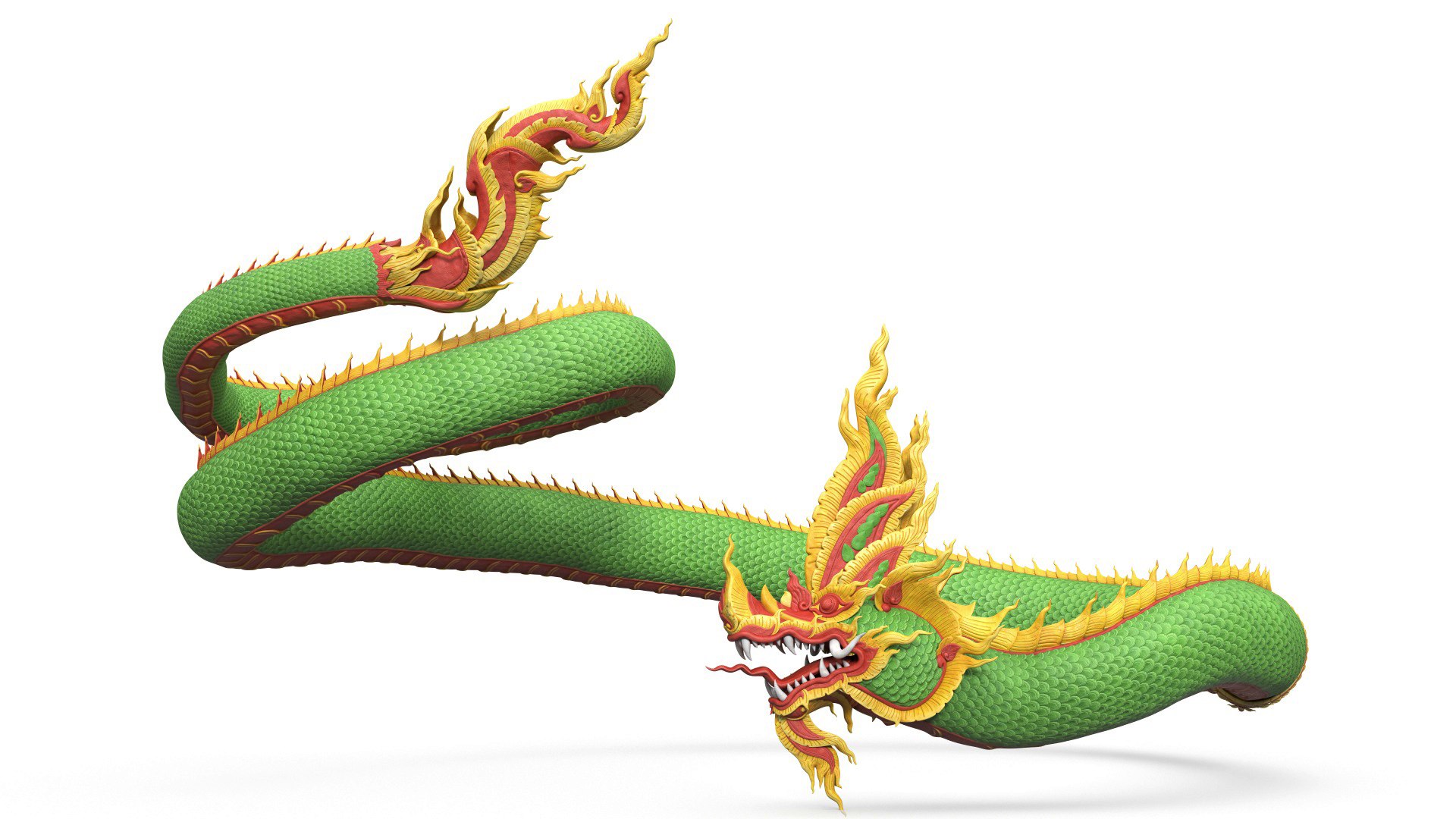 3D Asian Naga Dragon Green Rigged For Cinema 4D - TurboSquid 2335585