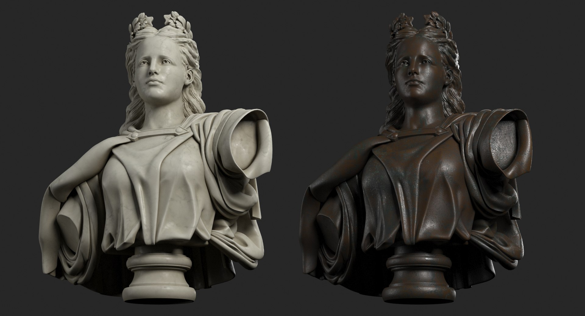 3d Model Of Lady Bust Neoclassical