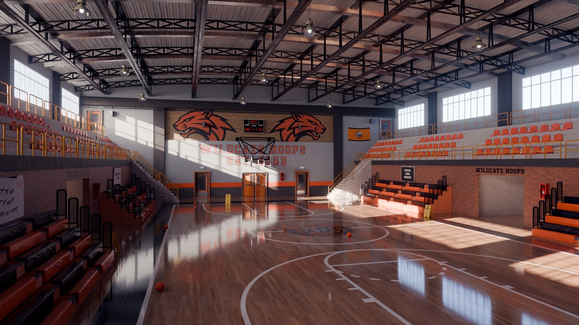 3D School Basketball Gym - Blender Scene - TurboSquid 2509773