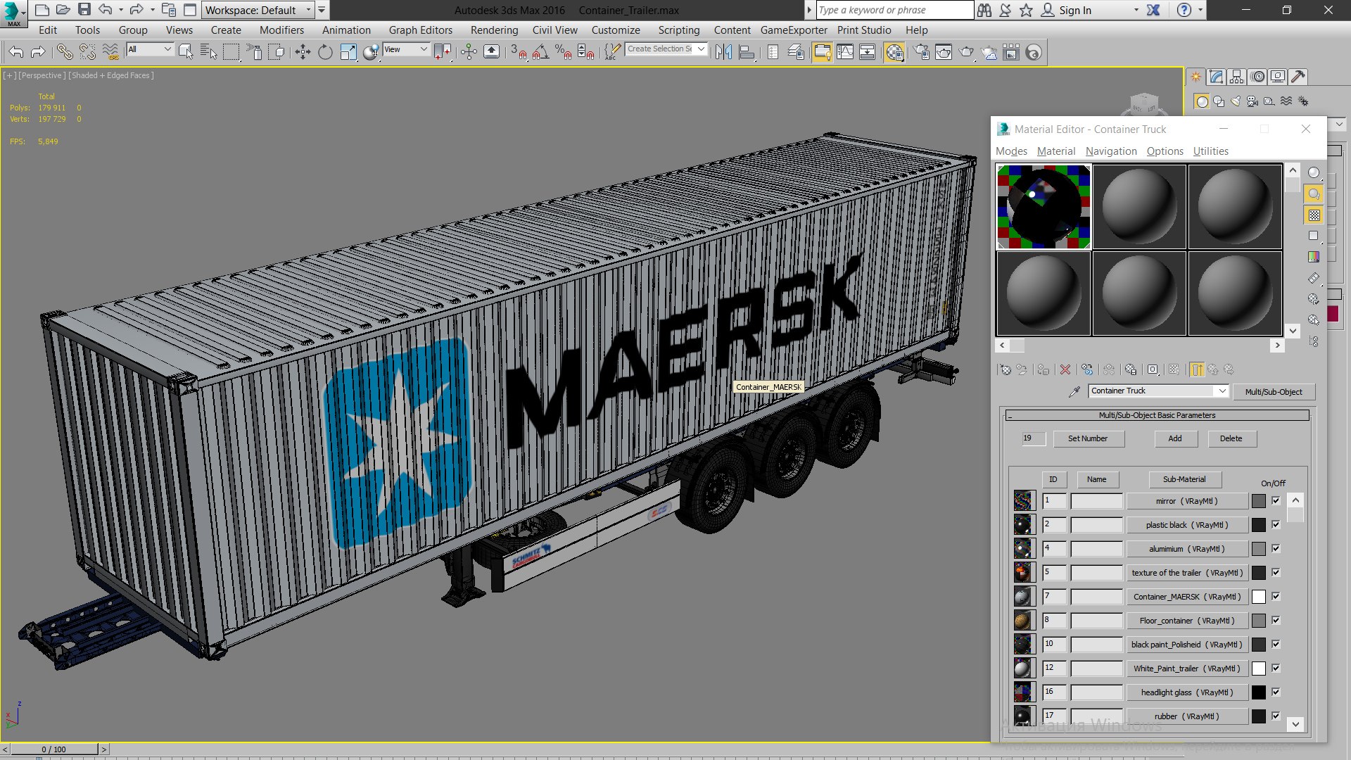 Container Trailer MAERSK 3D Model - TurboSquid 1857811