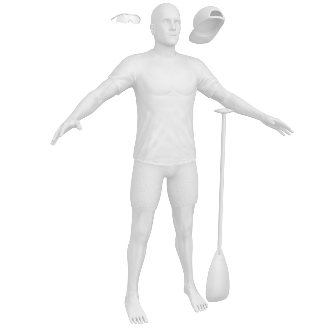 3D athlete man paddle - TurboSquid 1307027
