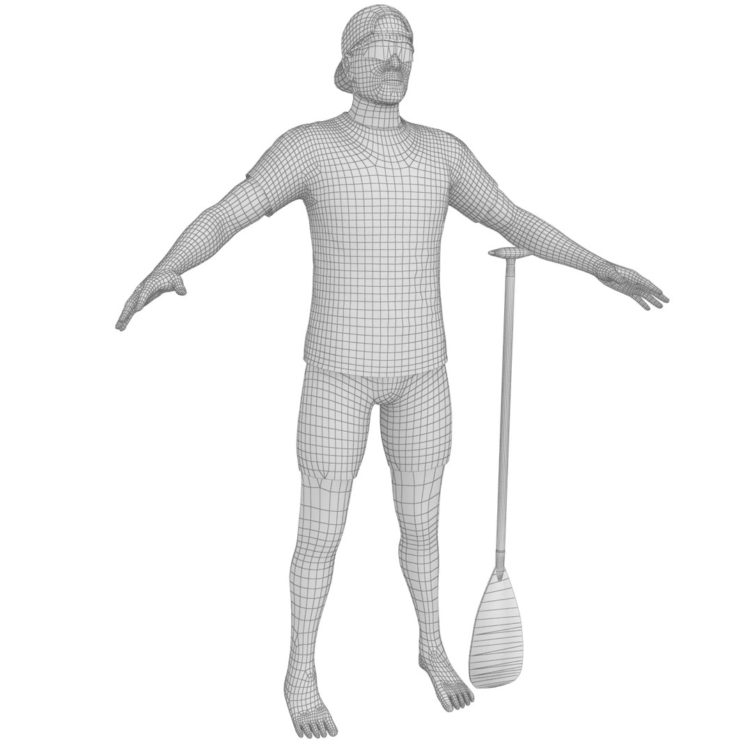 3D athlete man paddle - TurboSquid 1307027