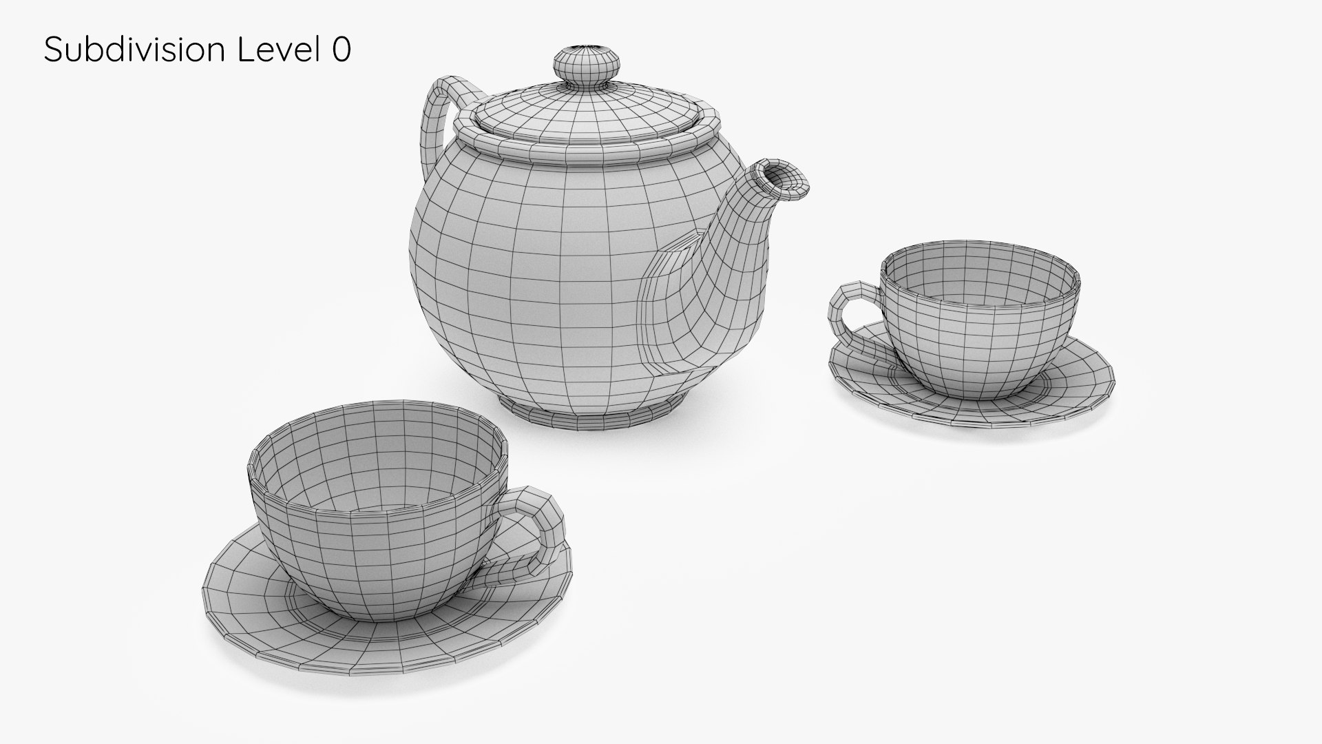 3D Model Ceramic Teapot And Cups - TurboSquid 2097984