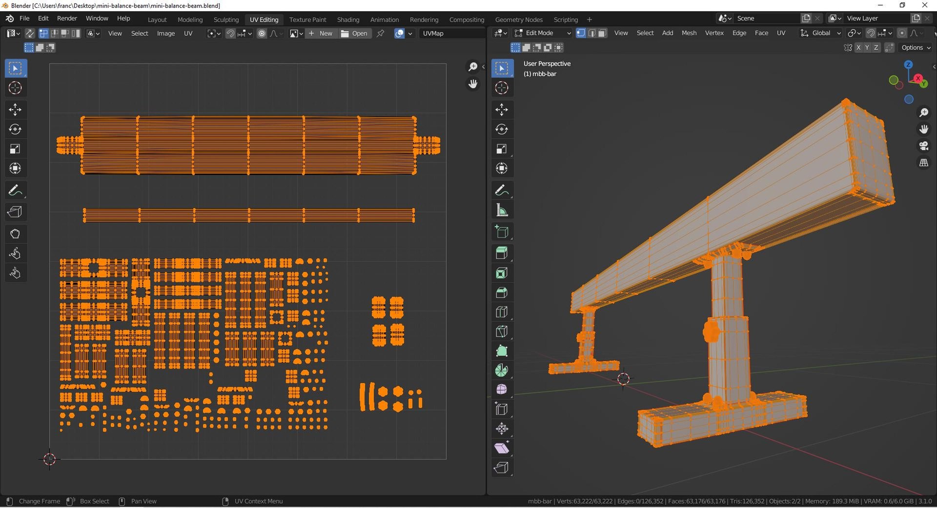 3D Mini Balance Beam Model - TurboSquid 1891600