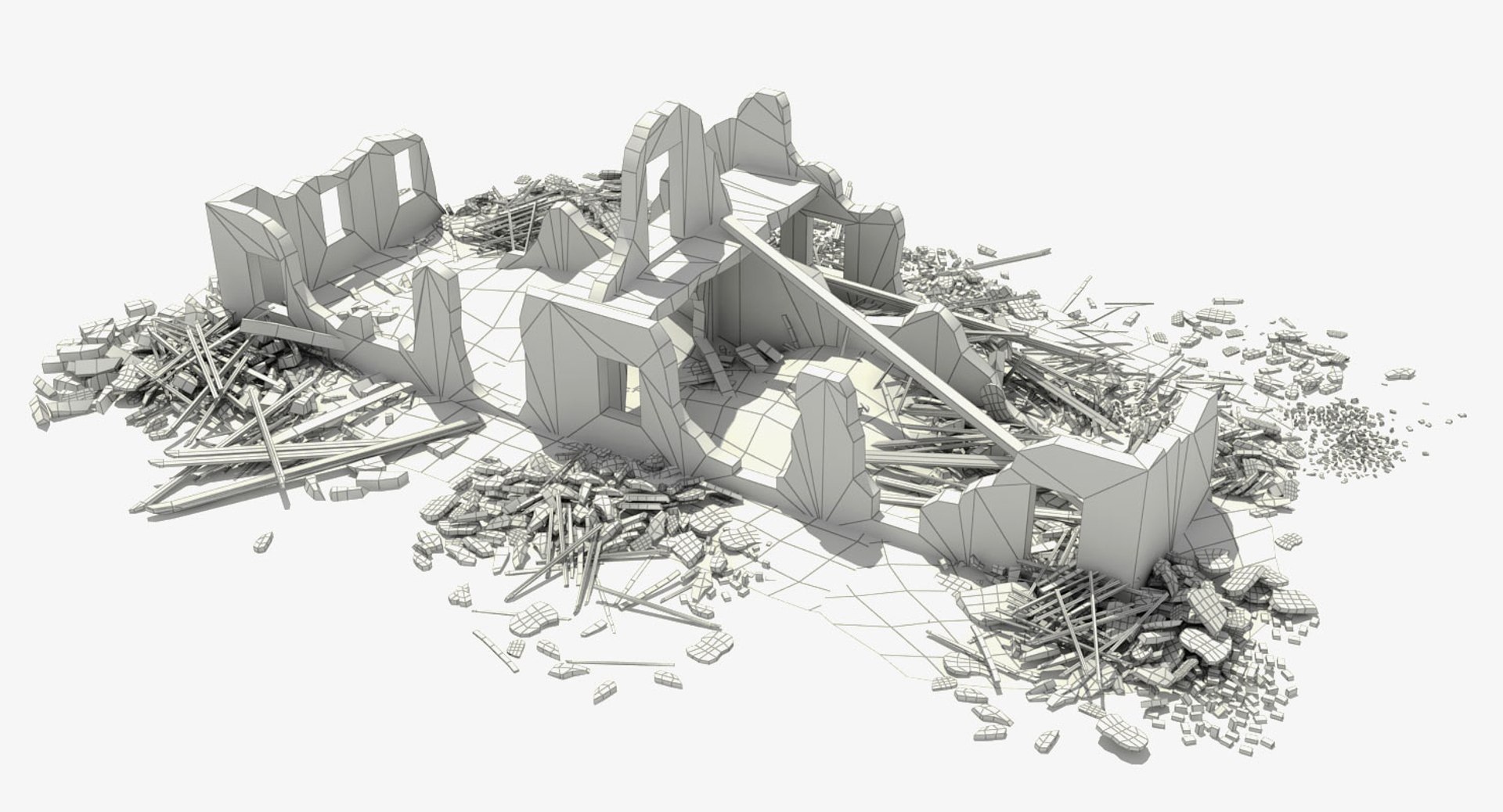 Max Destroyed Ruined Building Debris