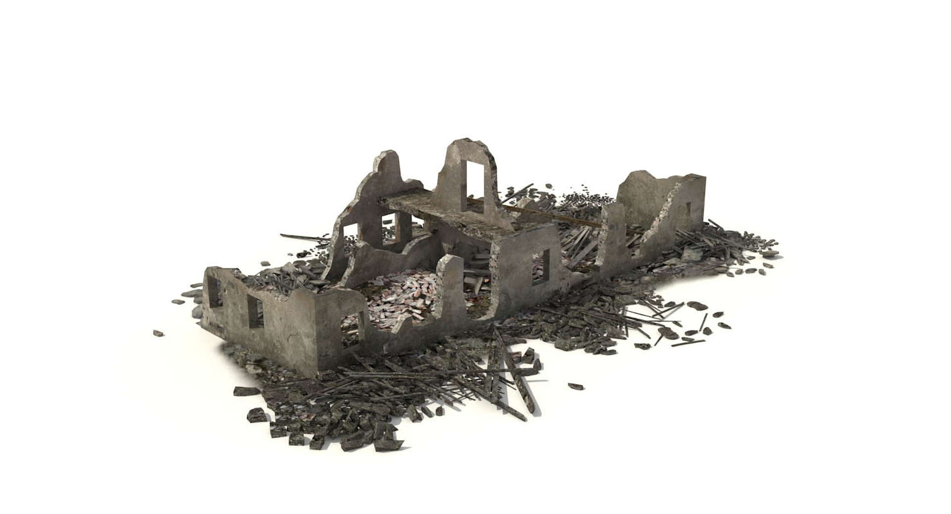 Max Destroyed Ruined Building Debris