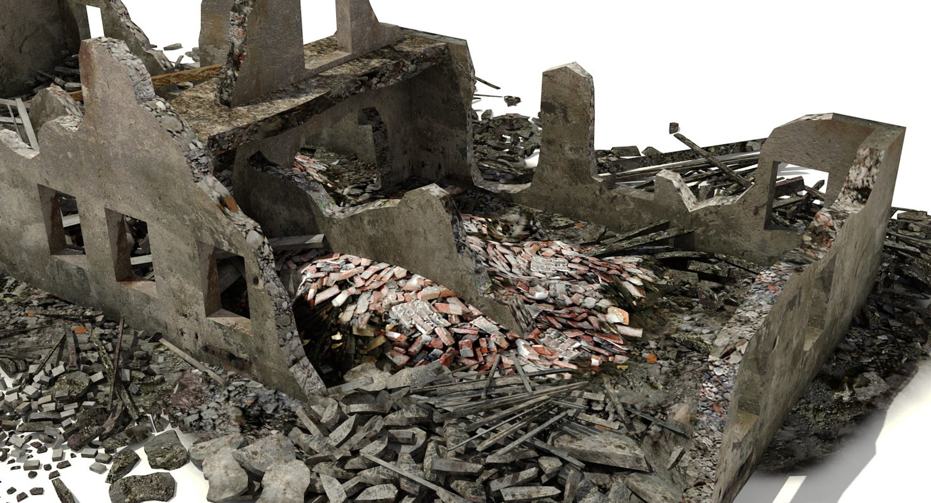 Max Destroyed Ruined Building Debris