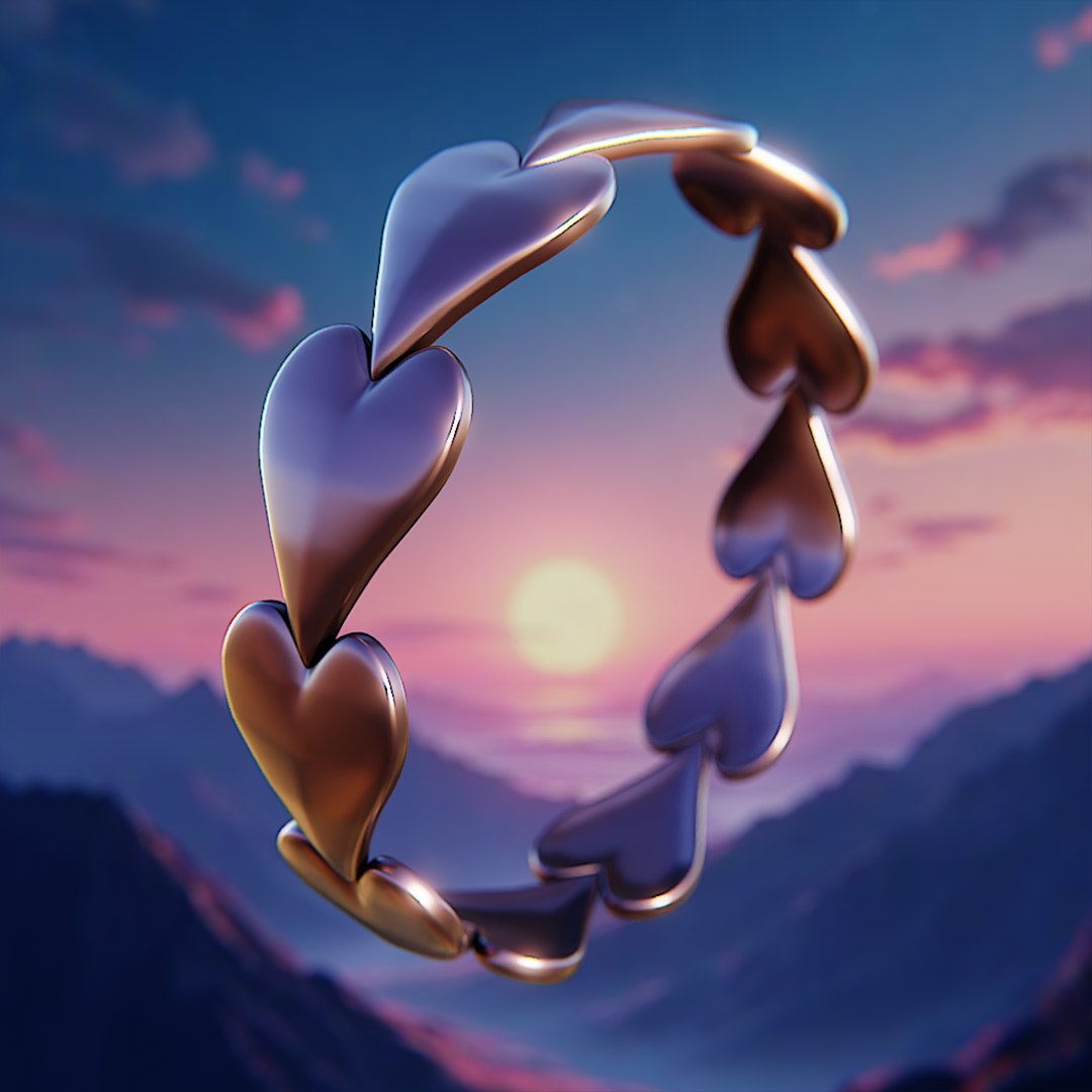 Eternal Hearts Ring - Metallic Love Loop 90 3D Model - TurboSquid 2421389