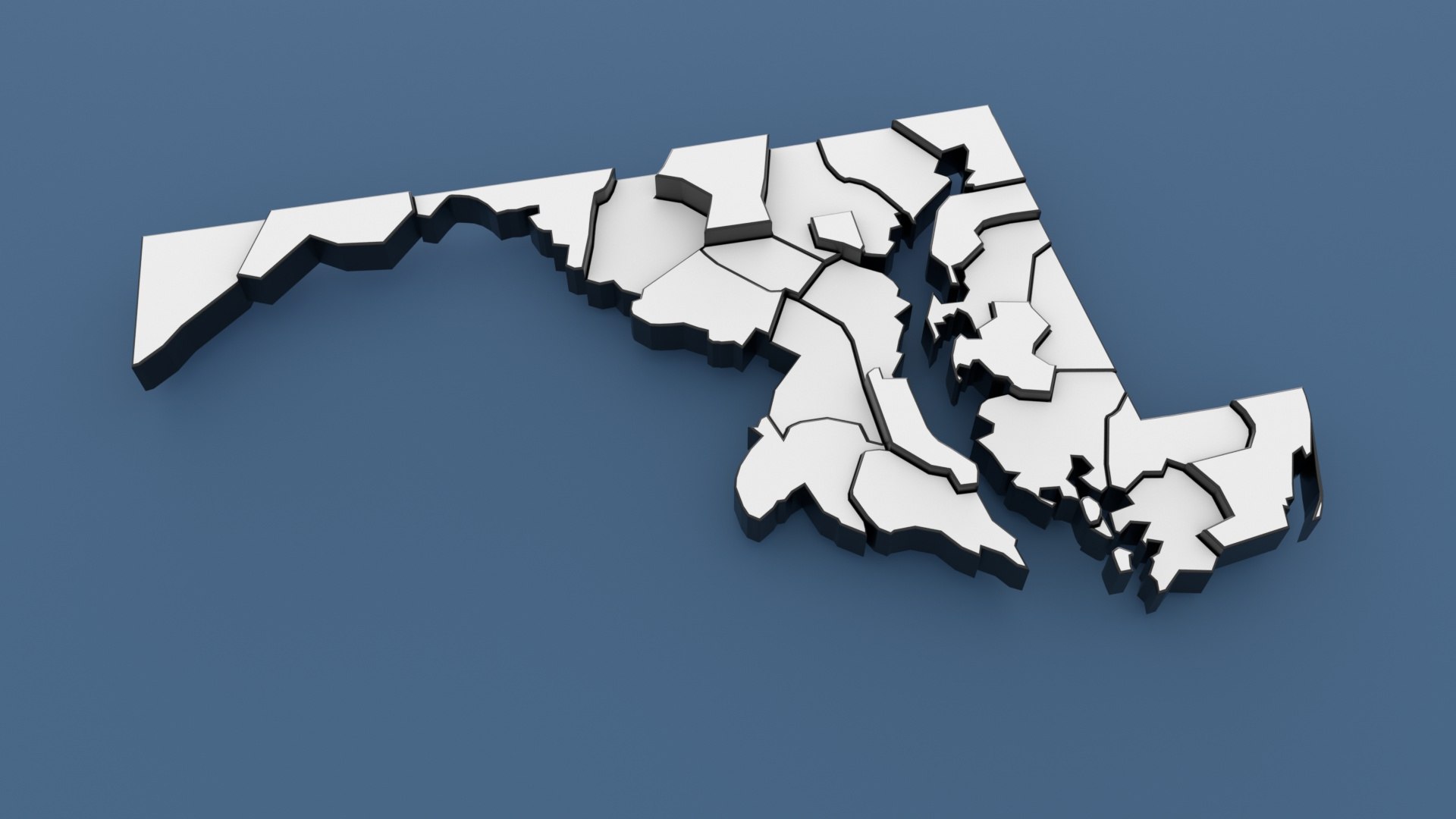 3D Maryland Counties - Map Of United States Of America USA Model ...