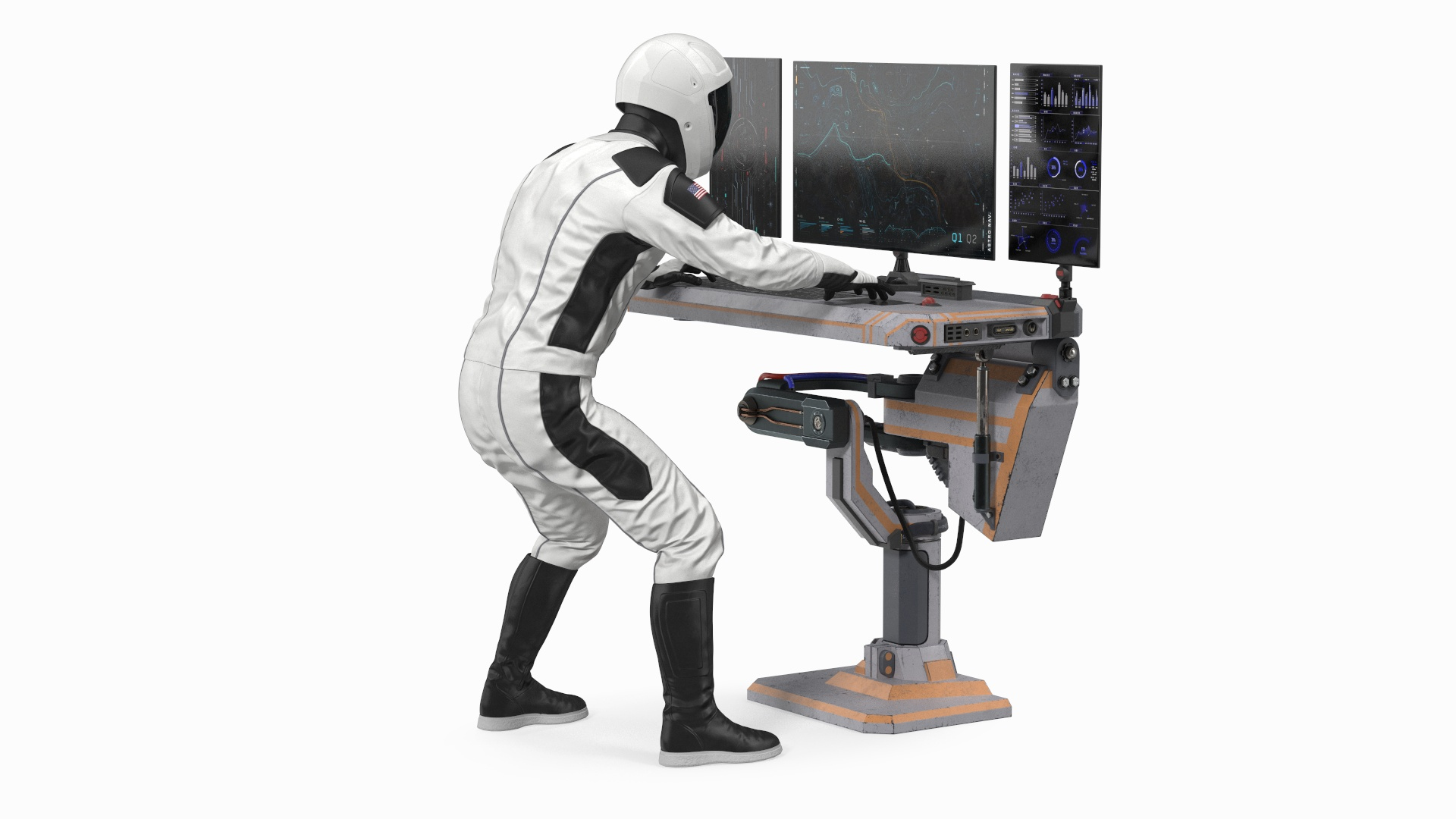 An Astronaut Input Data Into Sci-fi Computer Model - TurboSquid 2137082