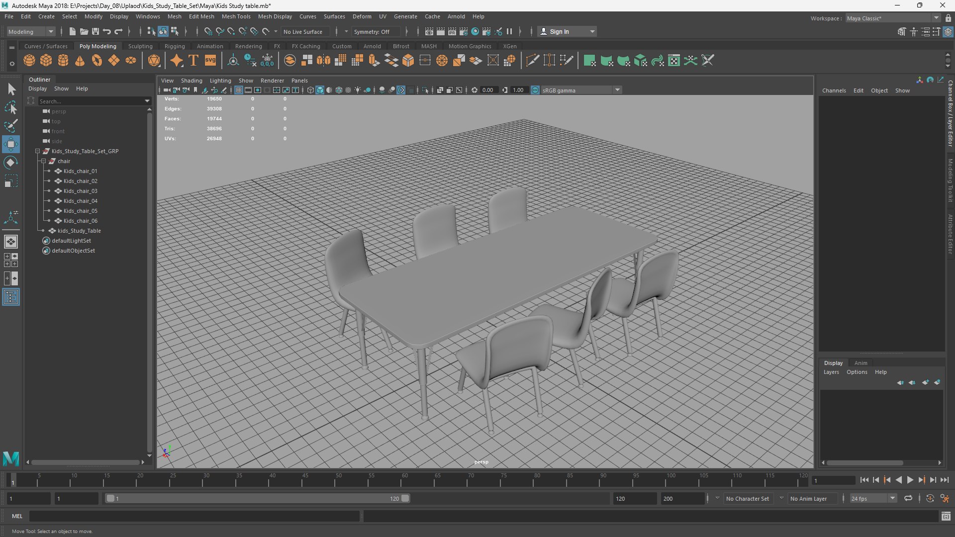 Kids Study Table Set 3D Model - TurboSquid 2282941