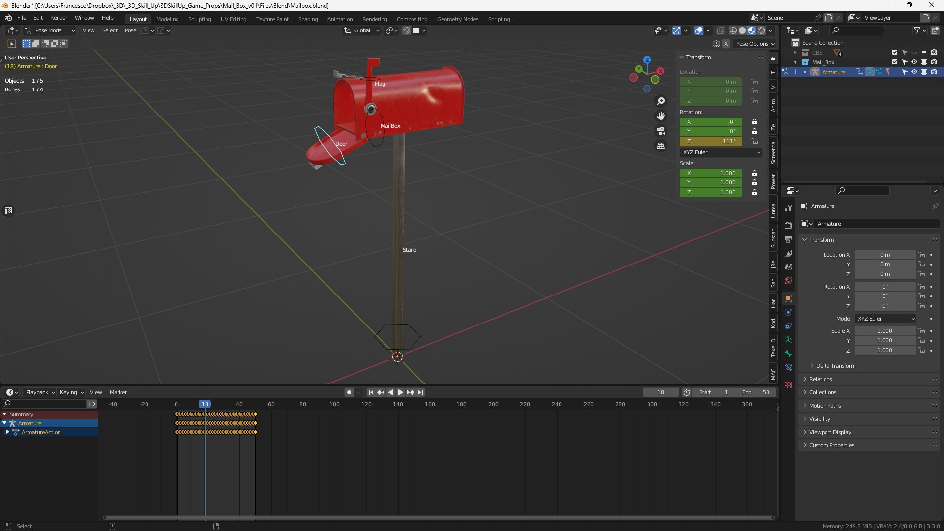 3D American Style Mailbox - Game Ready Model - TurboSquid 2096151