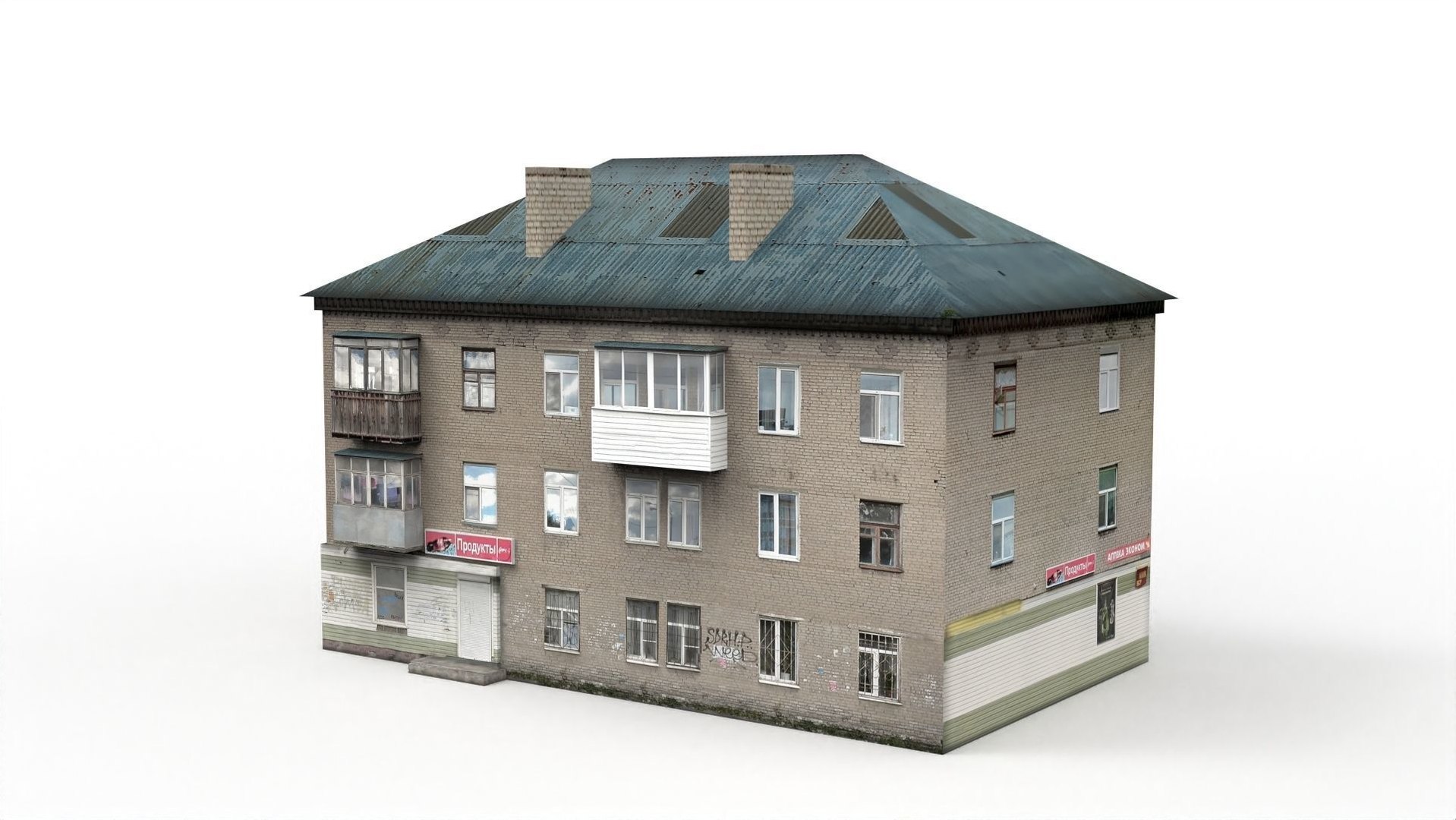 Three-storey Residential Building 3D - TurboSquid 1727436