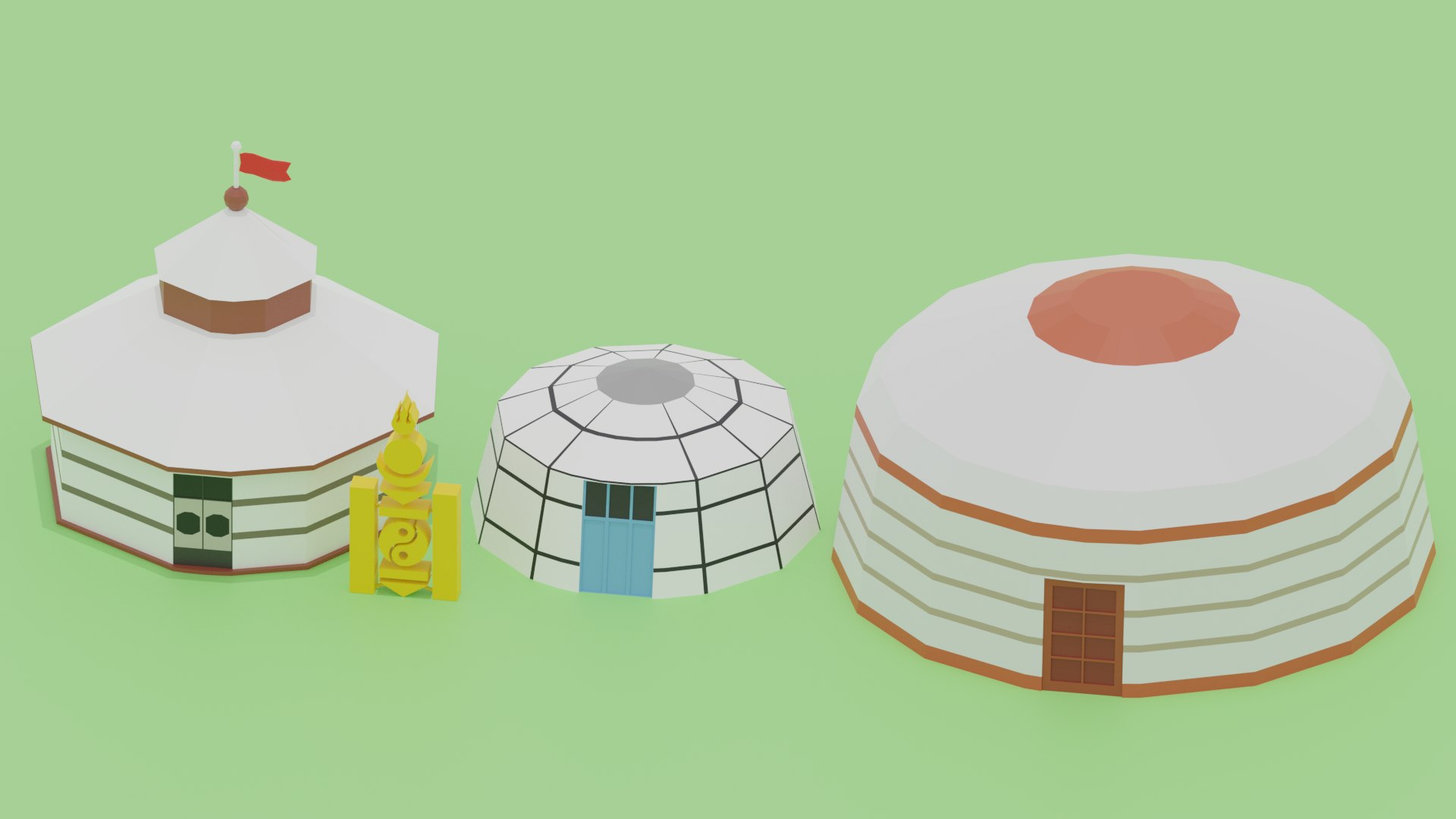 Cartoon Mongolian Yurt Colletcion 3D - TurboSquid 2165071