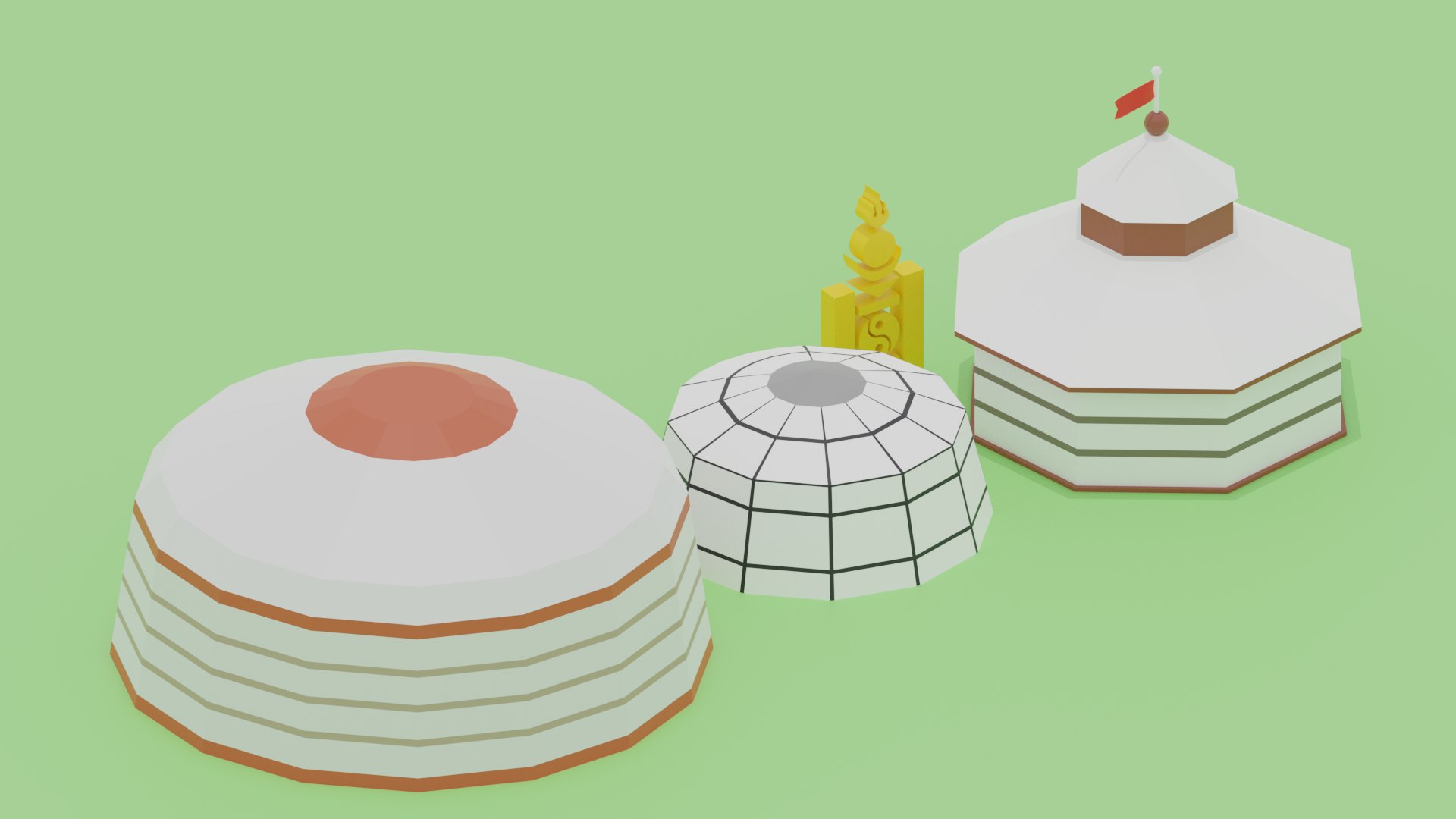 Cartoon Mongolian Yurt Colletcion 3D - TurboSquid 2165071