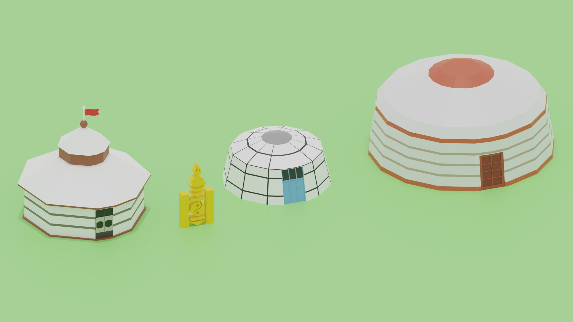 Cartoon Mongolian Yurt Colletcion 3D - TurboSquid 2165071