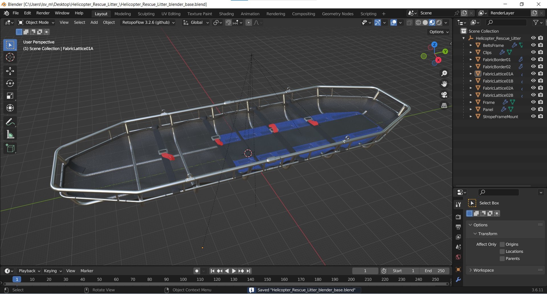 3D Model Helicopter Rescue Litter - TurboSquid 2367705