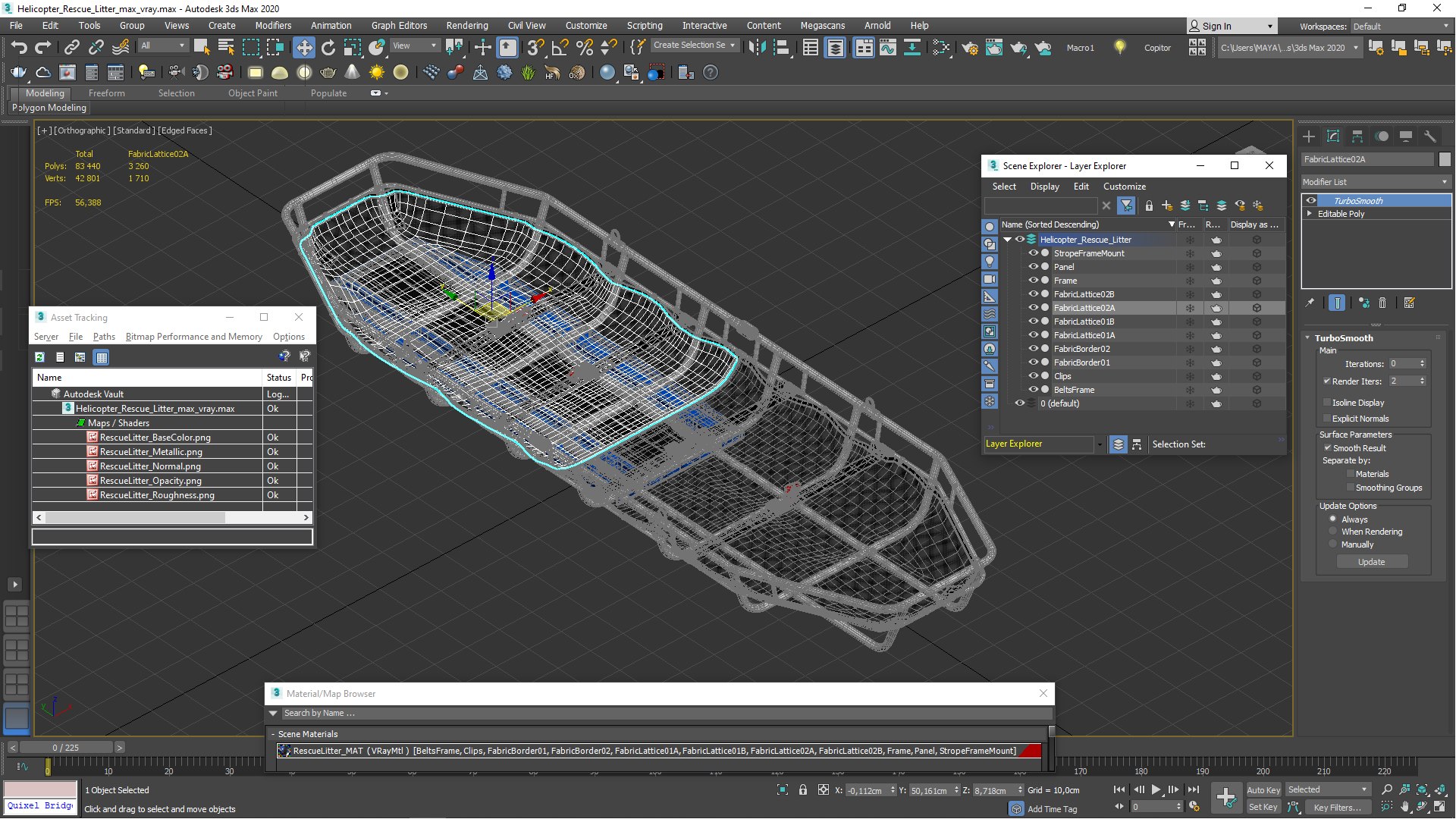 3D Model Helicopter Rescue Litter - TurboSquid 2367705
