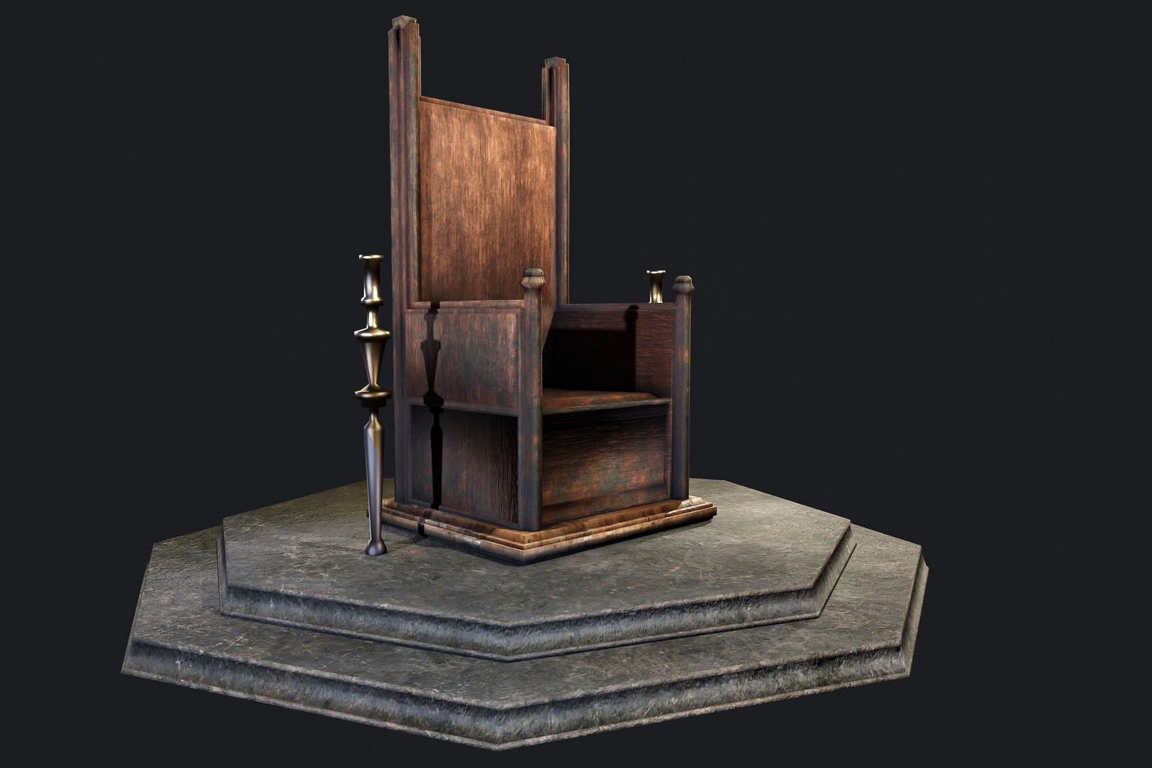 3D Old Wooden Throne Low-poly - TurboSquid 2058836